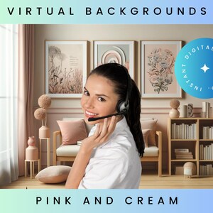 Pink Cream Office Zoom Backgrounds, Pink Decor, Zoom Background, Zoom ...