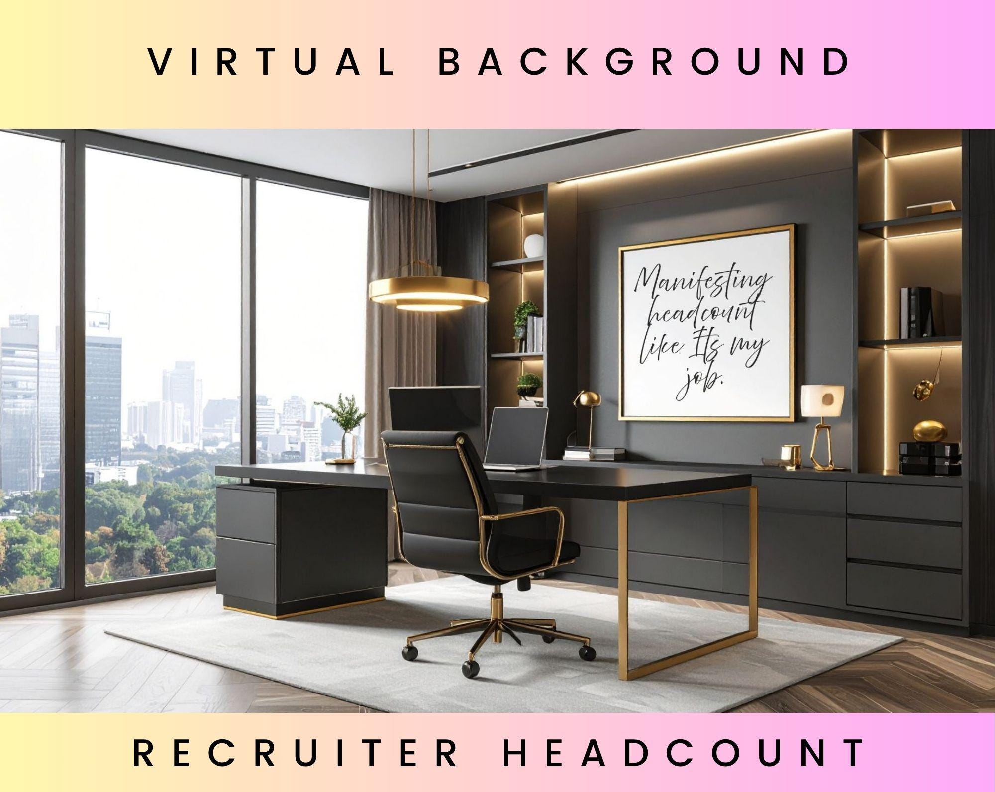 Recruiter Headcount Virtual Office Zoom Background | Bold Modern ...
