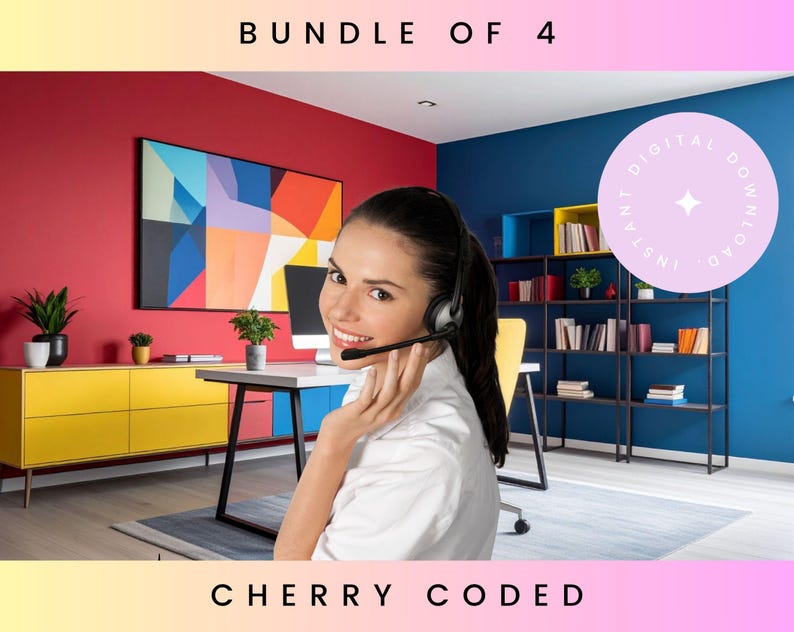Cherry Coded Zoom Backgrounds | Bold Virtual Office Backdrops (4 JPG ...