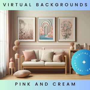 Pink Cream Office Zoom Backgrounds, Pink Decor, Zoom Background, Zoom ...