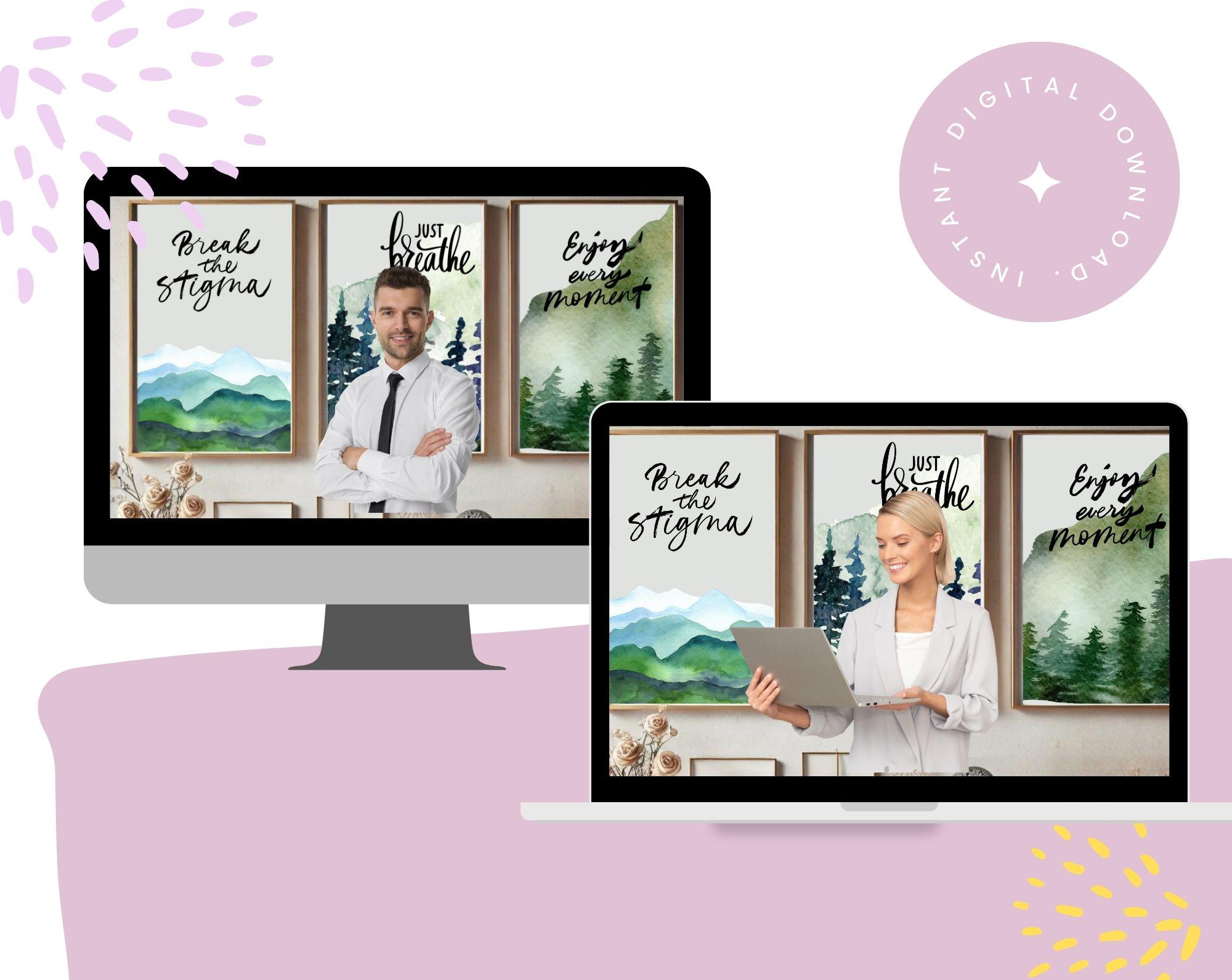 Mental Health Awareness Zoom Backgrounds Therapist Psychologist Framed ...