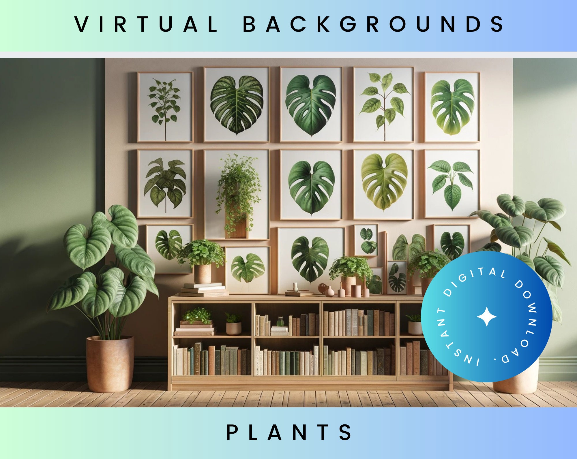 Monstera Plants Zoom Backgrounds, Zoom Background Office, Zoom ...