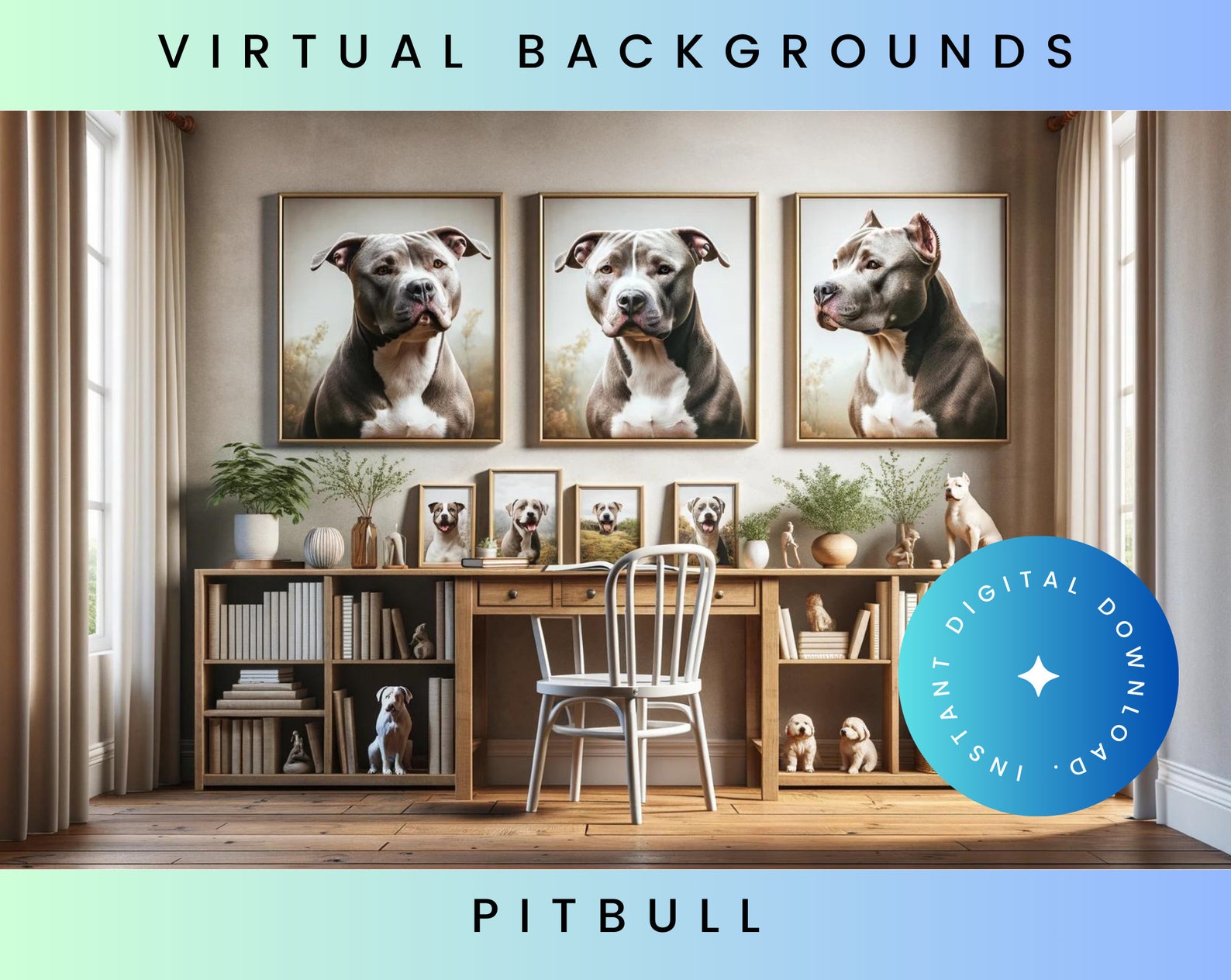 Pitbull Zoom Backgrounds, Pitbull Decor, Zoom Background, Zoom ...