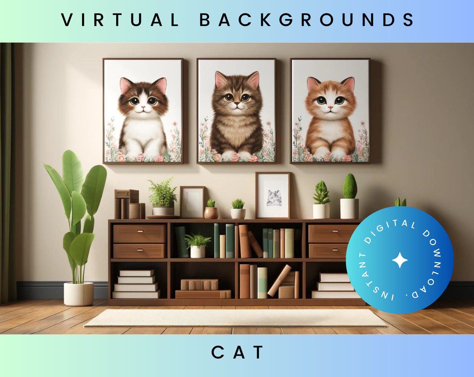 Cute Cat Zoom Backgrounds, Cat Decor, Zoom Background, Zoom Backgrounds ...