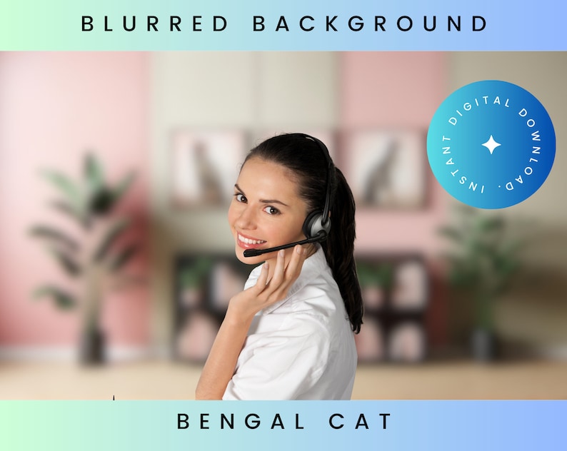 Bengal Cat Pink Zoom Backgrounds, Cat Decor, Zoom Background, Zoom ...