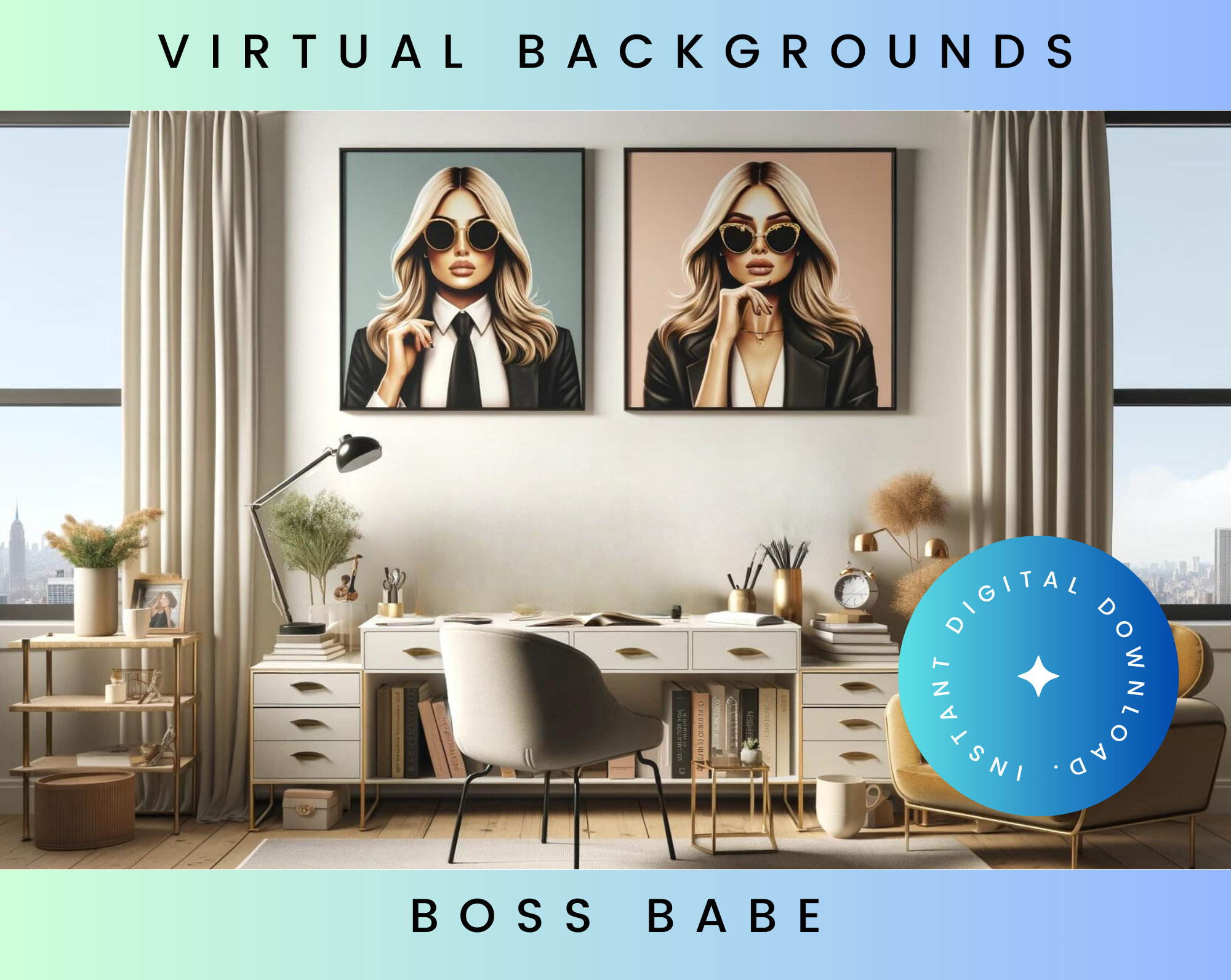 Boss Babe Zoom Backgrounds, Boss Babe Decor, Zoom Background, Zoom ...