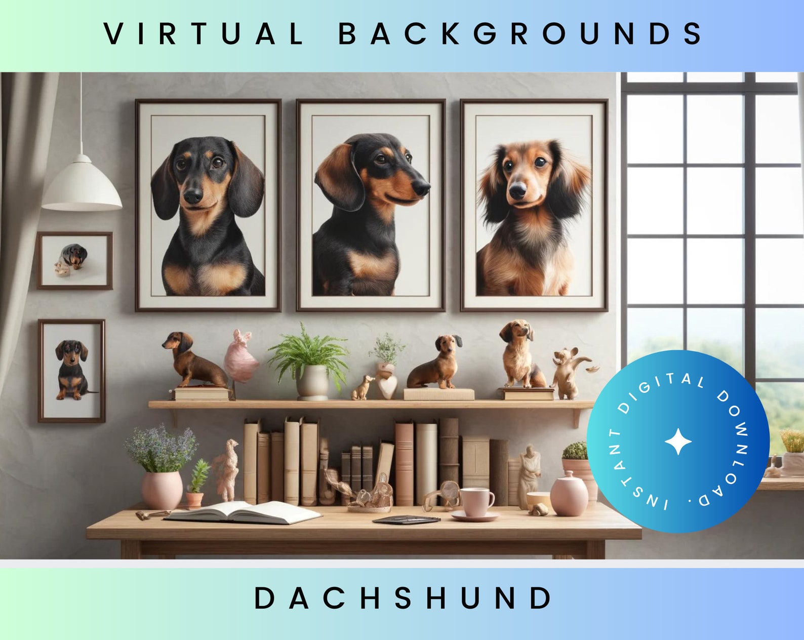 Dachshund Zoom Backgrounds, Framed Art, Zoom Background, Zoom ...