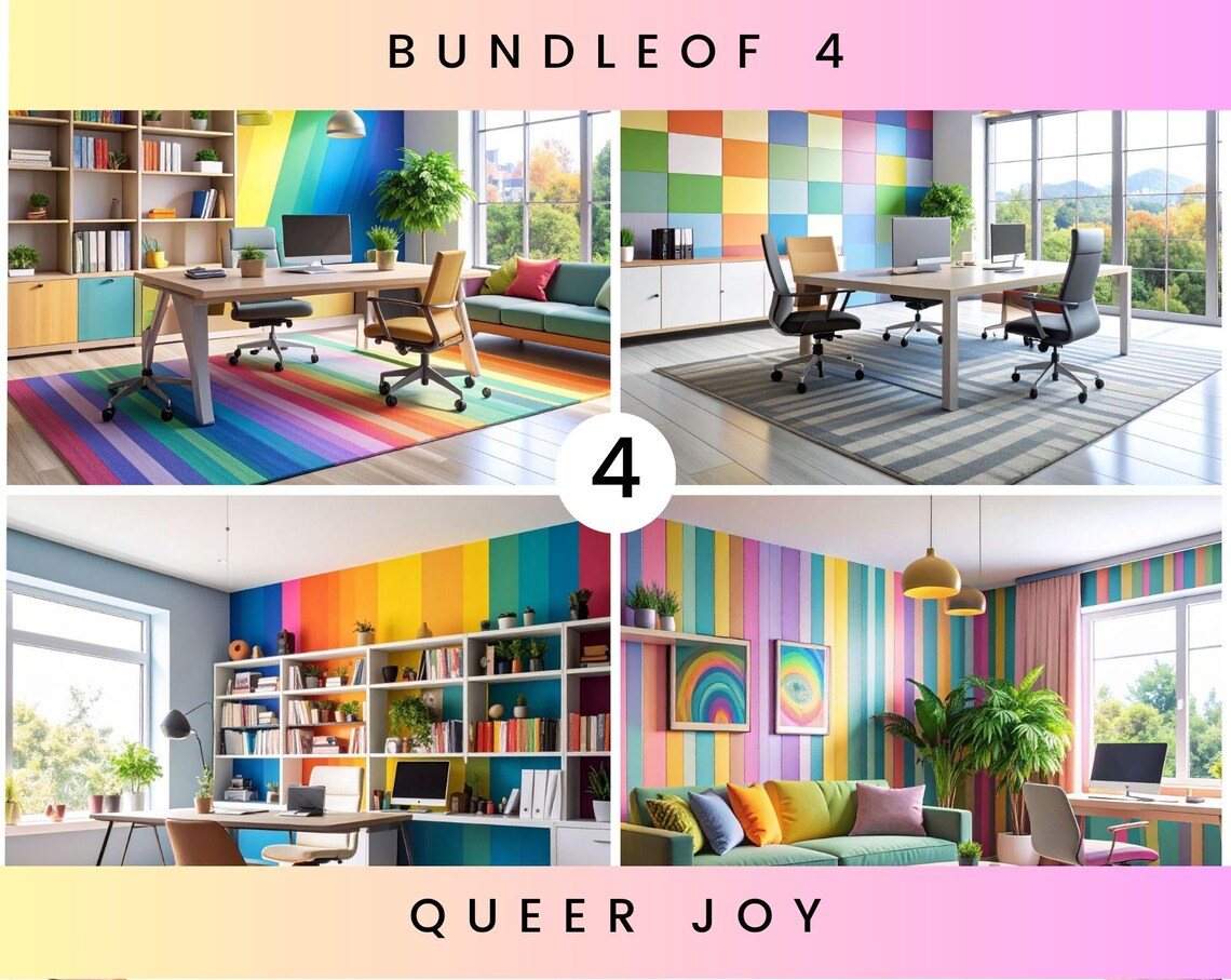 Queer Joy Zoom Backgrounds | Bold Color Virtual Decor (4 Pack) (digital ...