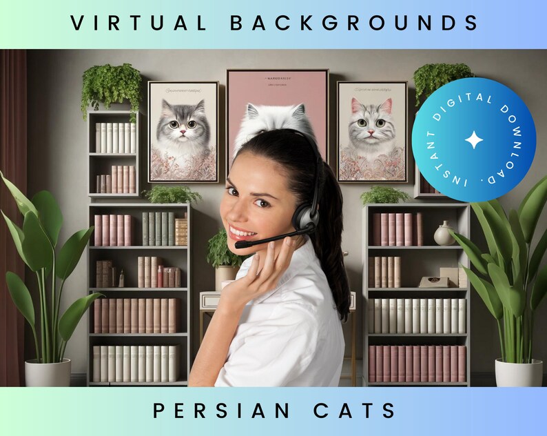 Persian Cat Pink Zoom Backgrounds, Cat Decor, Zoom Background, Zoom ...