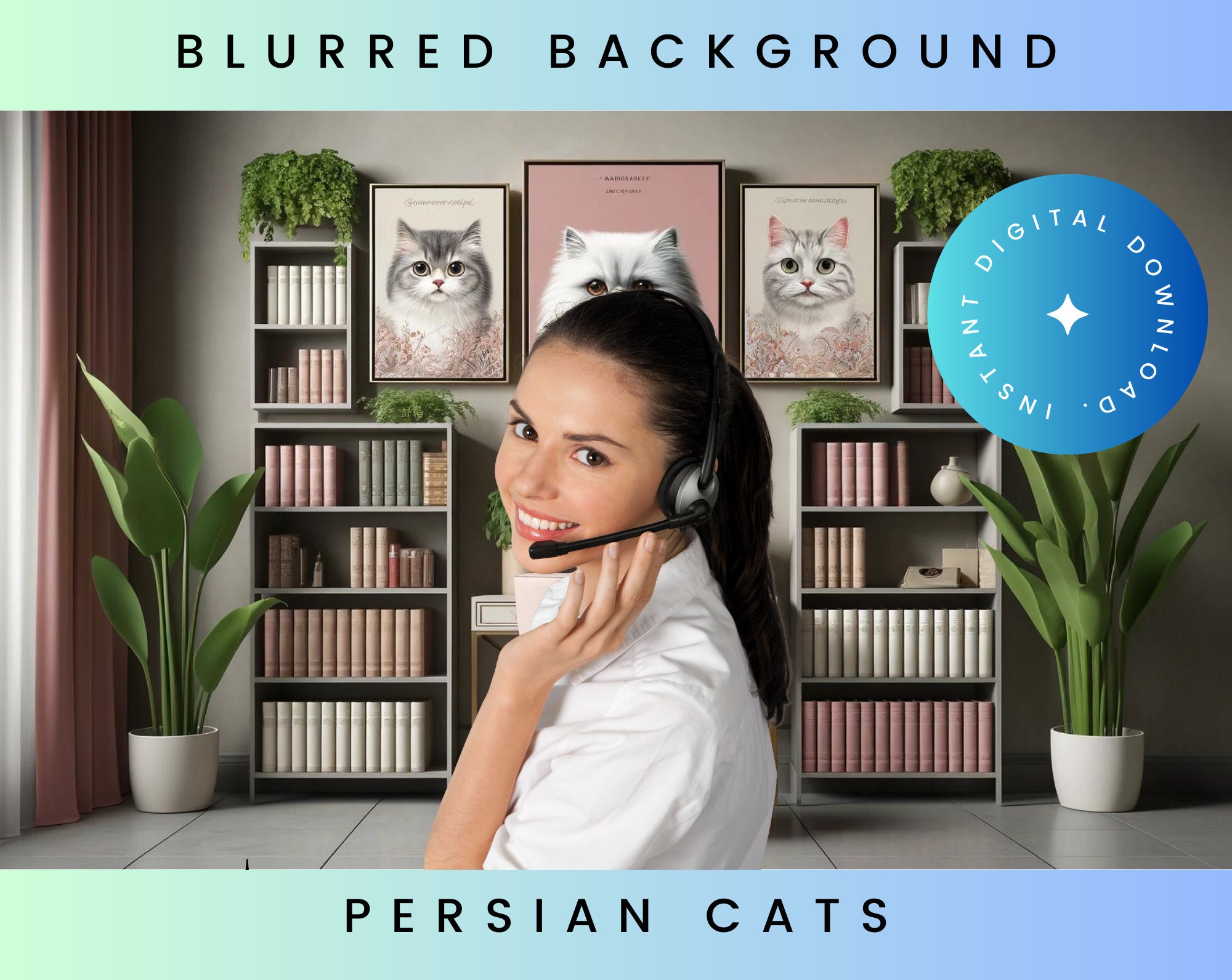 Persian Cat Pink Zoom Backgrounds, Cat Decor, Zoom Background, Zoom ...