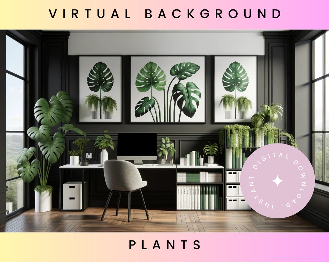 Monstera Plants Zoom Backgrounds, Zoom Background Office, Professional ...