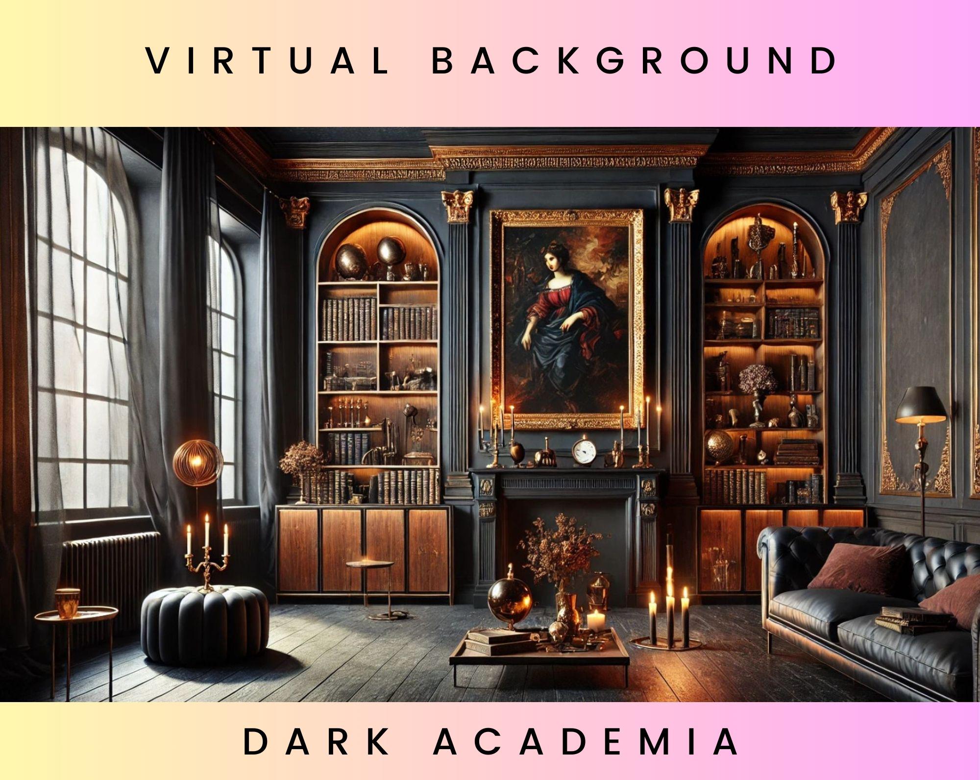 Dark Academia Office Zoom Teams Virtual Wallpaper, Renaissance, Baroque ...