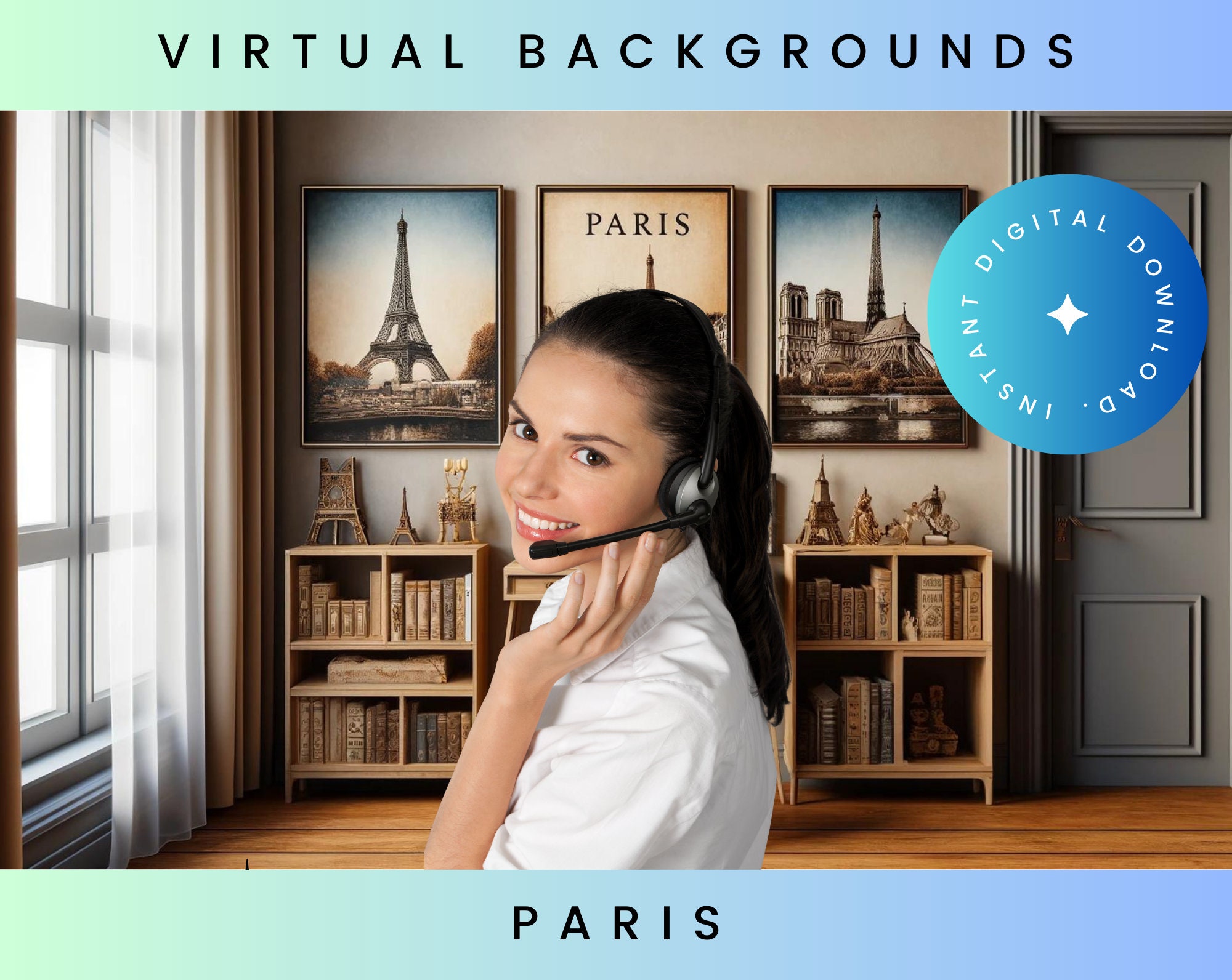 Paris France Zoom Backgrounds, Zoom Background Office, Zoom Background ...