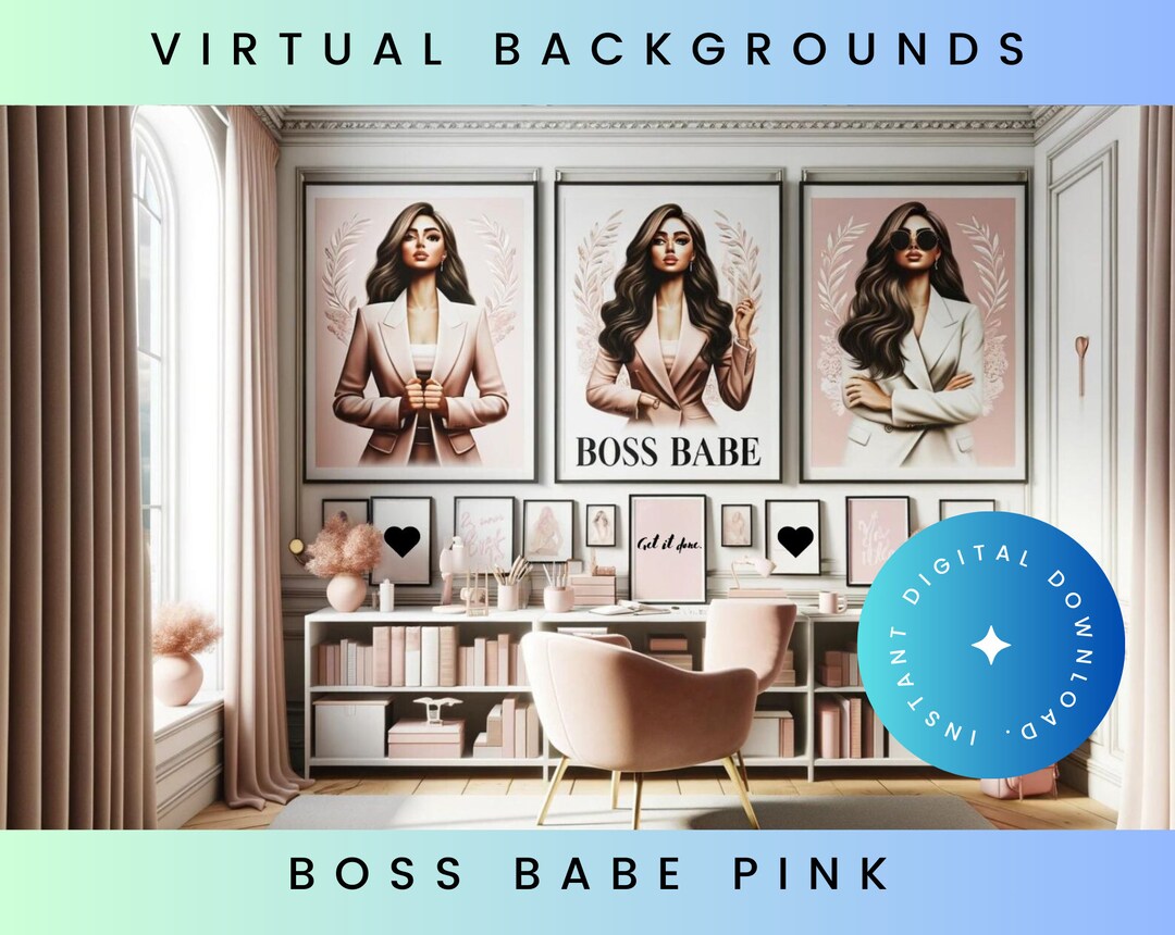 Boss Babe Pink Zoom Backgrounds, Boss Babe Decor, Zoom Background, Zoom ...