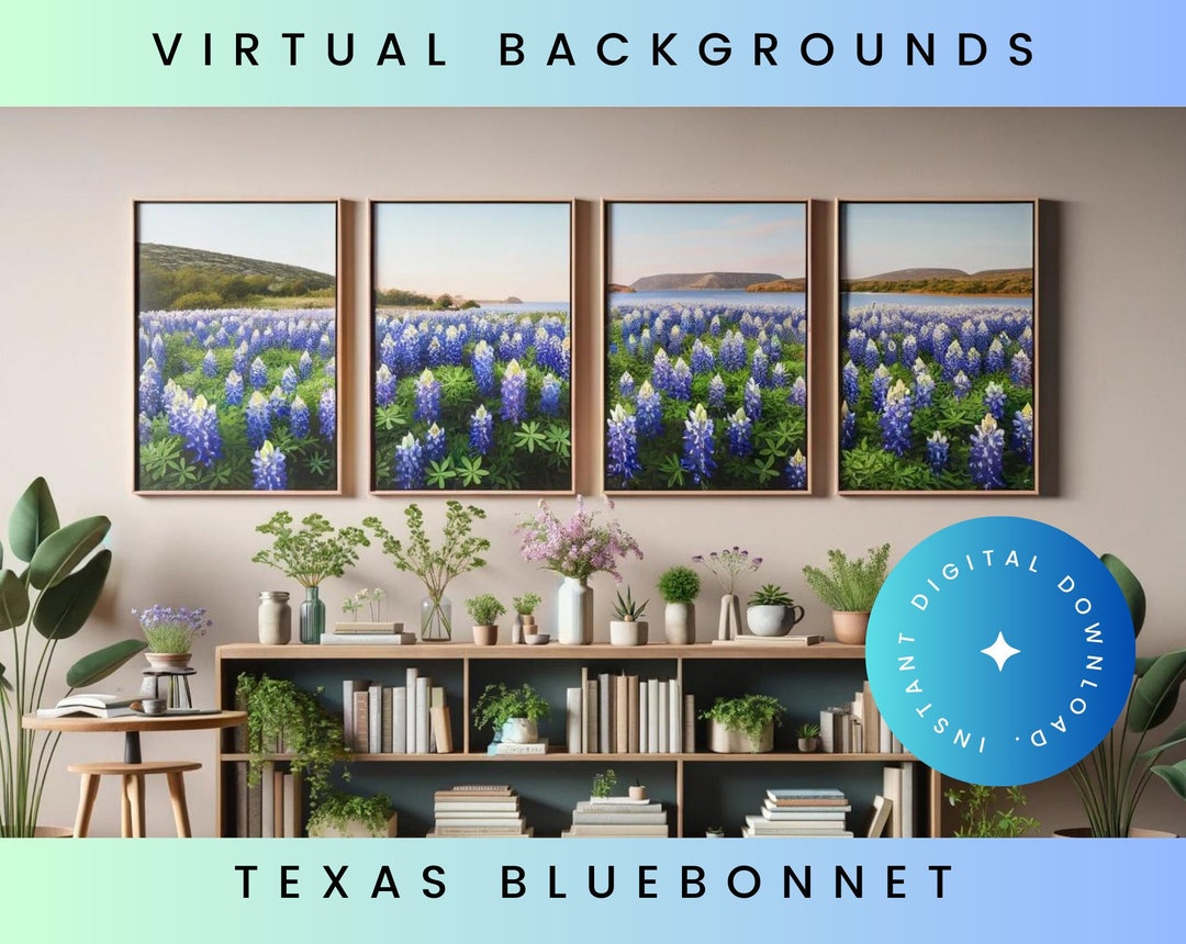 Texas Bluebonnet Western Ranch Zoom Backgrounds, Zoom Background Office ...