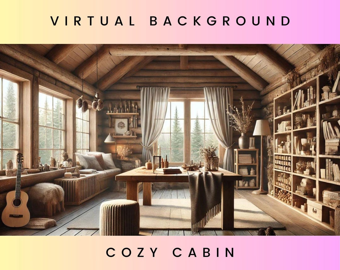 Cozy Cabin Rustic Zoom Background - Etsy