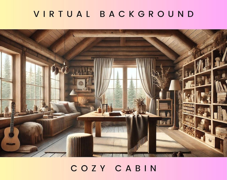 Cozy Cabin Rustic Zoom Background - Etsy