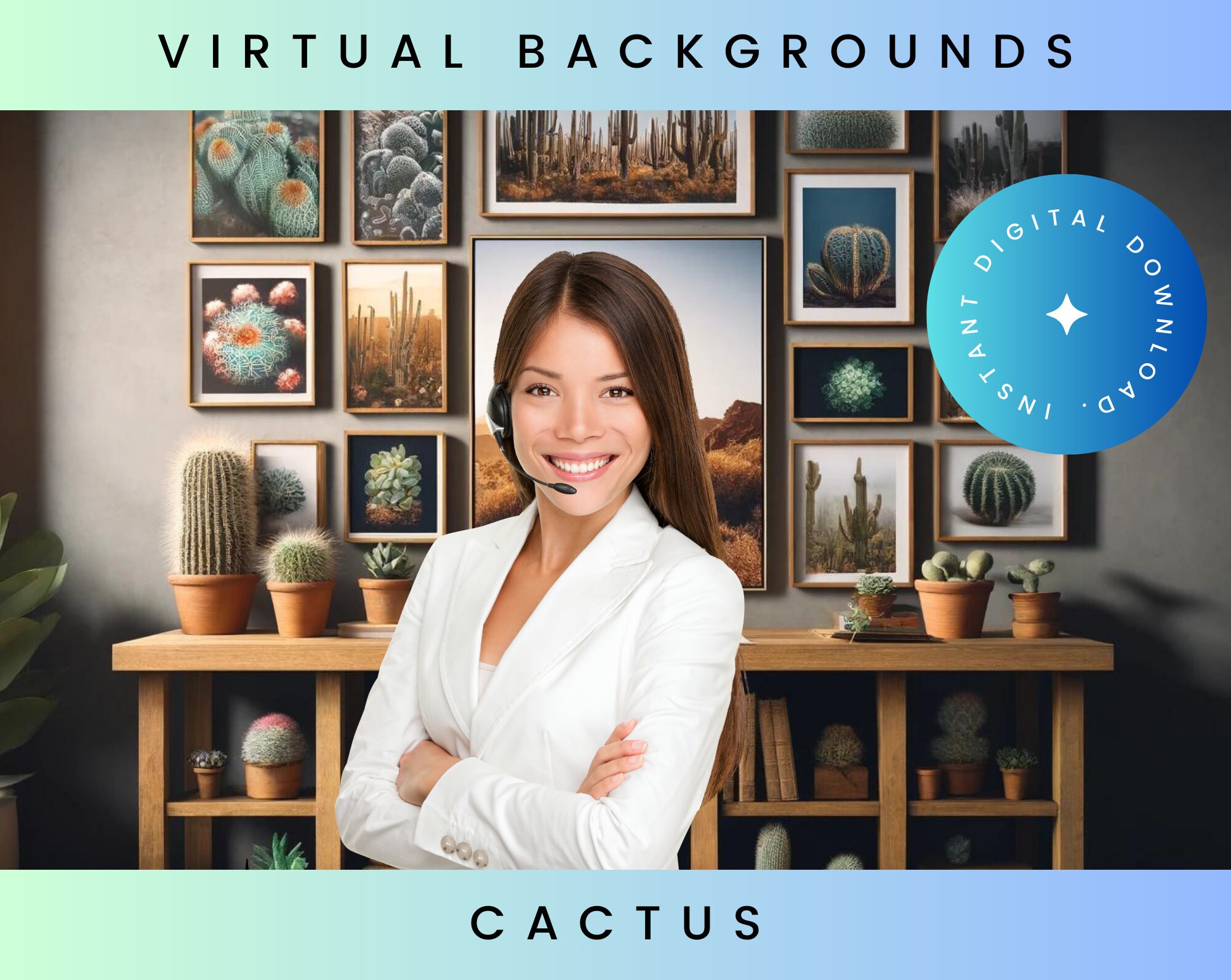 Cactus Desert Plants Zoom Backgrounds, Zoom Background Office, Zoom ...