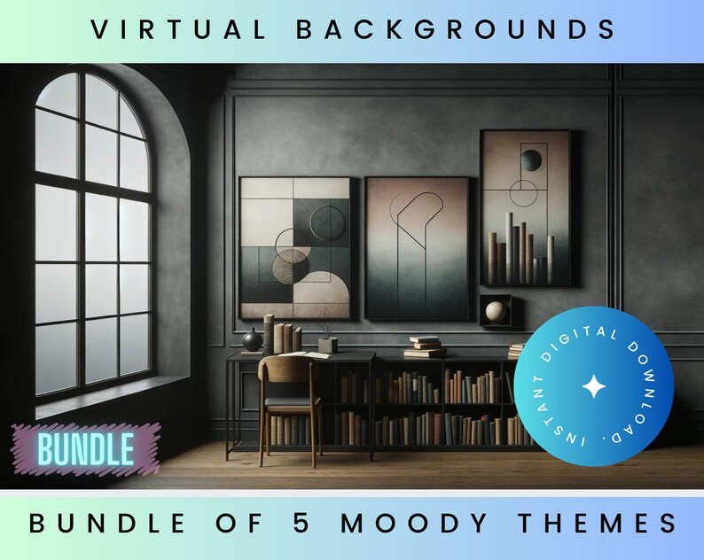 BUNDLE of 5 Moody Zoom Backgrounds, Green Gray Navy Zoom Background ...