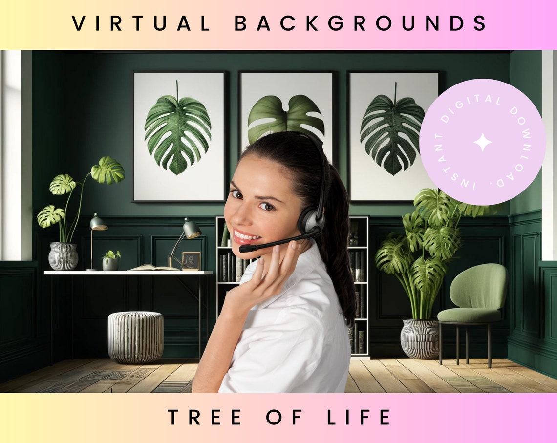 Monstera Plants Zoom Backgrounds, Zoom Background Office, Zoom ...