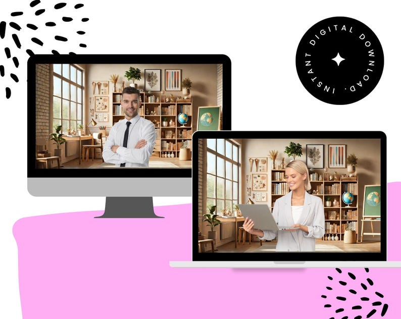 Teacher Virtual Office Background Back to School Principal Counselor ...
