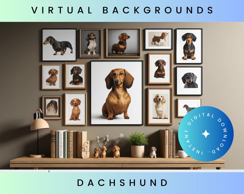 Dachshund Zoom Backgrounds, Weenie Dog Wallpaper, Framed Art, Zoom ...