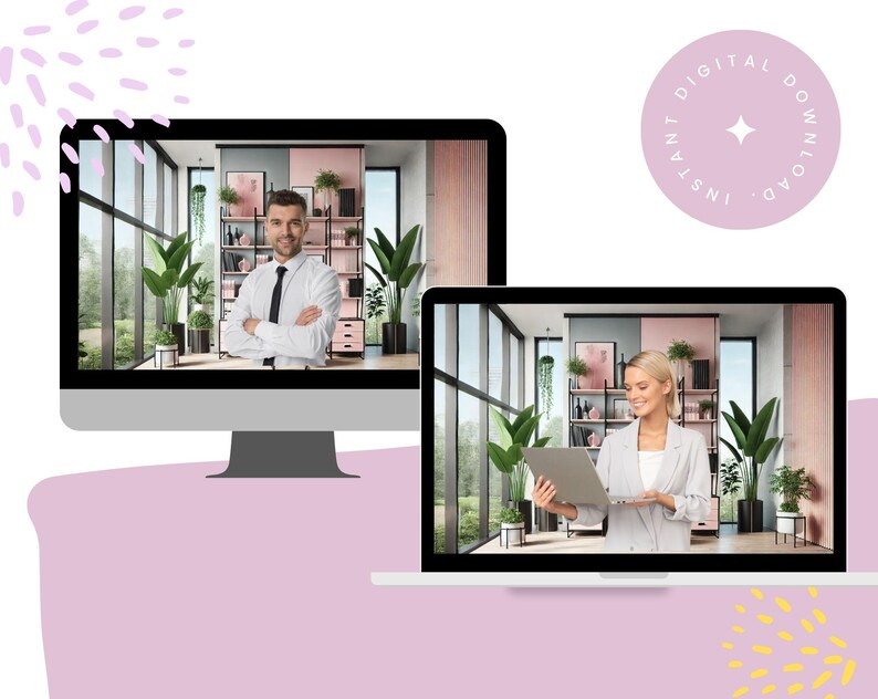 Pink Office Zoom Backgrounds, Boss Babe Decor, Zoom Background, Zoom ...