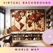 Wood World Map, Wooden World Map Zoom Backgrounds, Zoom Background ...