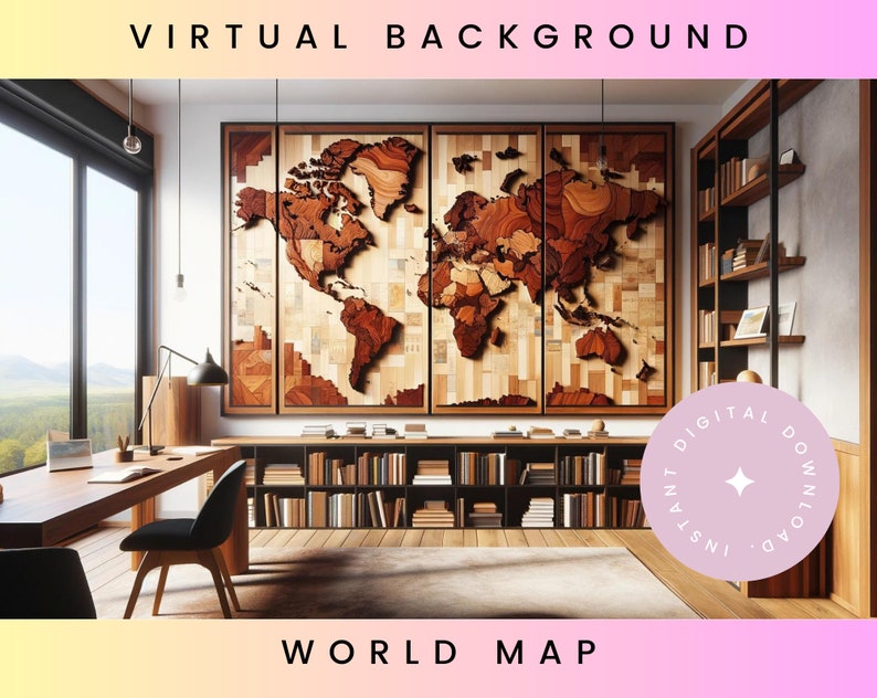 Wood World Map, Wooden World Map Zoom Backgrounds, Zoom Background ...