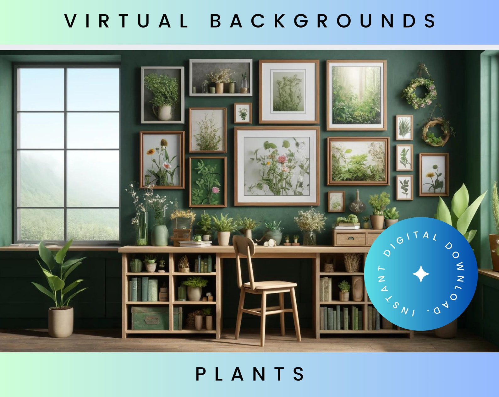 Plants Flowers Aesthetic Greenery Zoom Backgrounds, Framed Art, Zoom ...