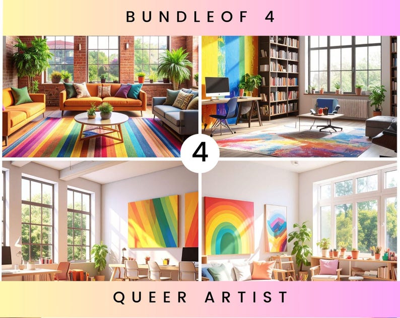 Pride Creative Studio Zoom Backgrounds | Queer Artist Decor (4 Pack ...