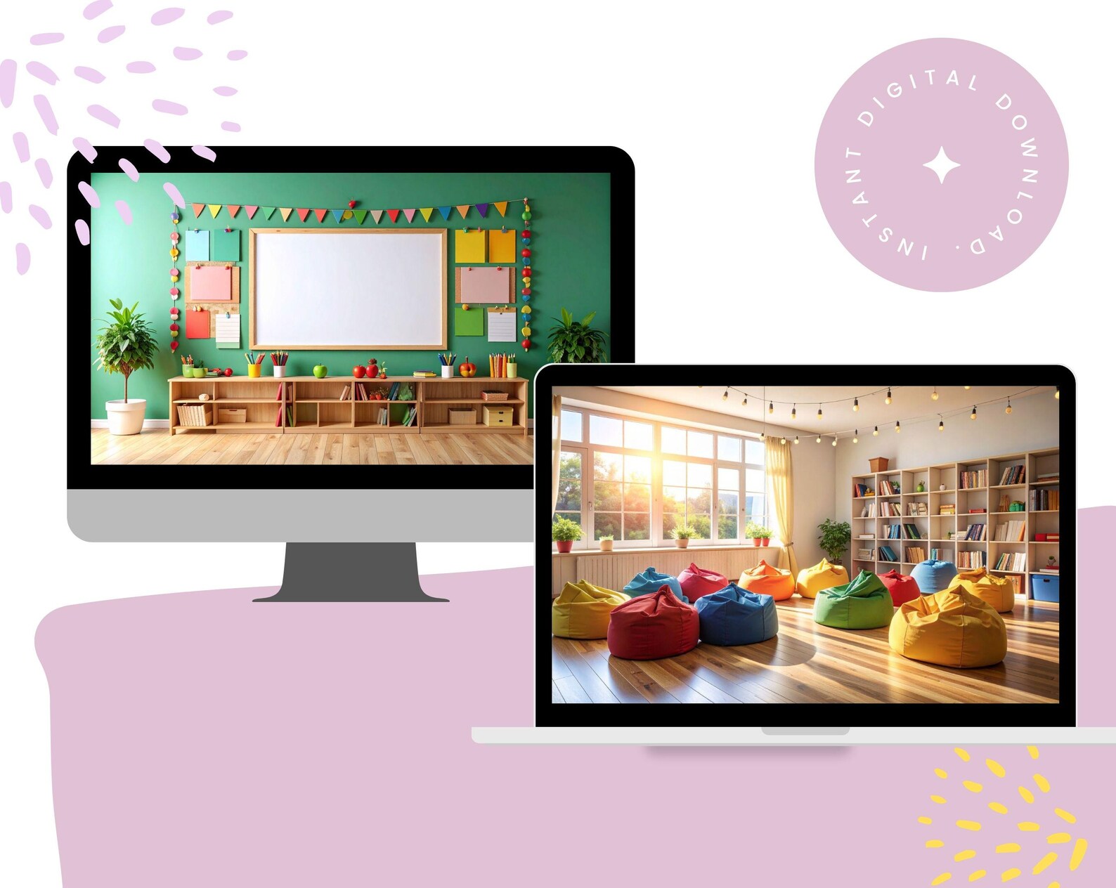 Back to School Teacher Background Bundle |zoom Virtual Classroom Decor ...