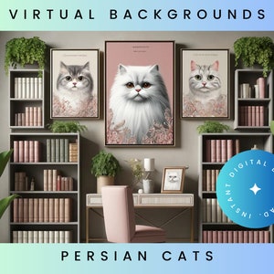 Persian Cat Pink Zoom Backgrounds, Cat Decor, Zoom Background, Zoom ...