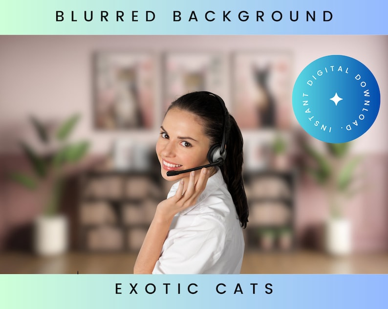 Exotic Cat Pink Zoom Backgrounds, Cat Decor, Zoom Background, Zoom ...