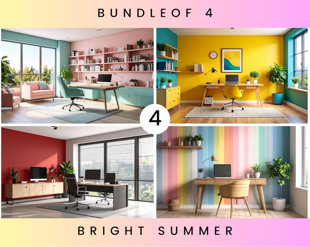 Bright Summer Zoom Backgrounds | Colorful Office Bundle | Bold Pop Art ...