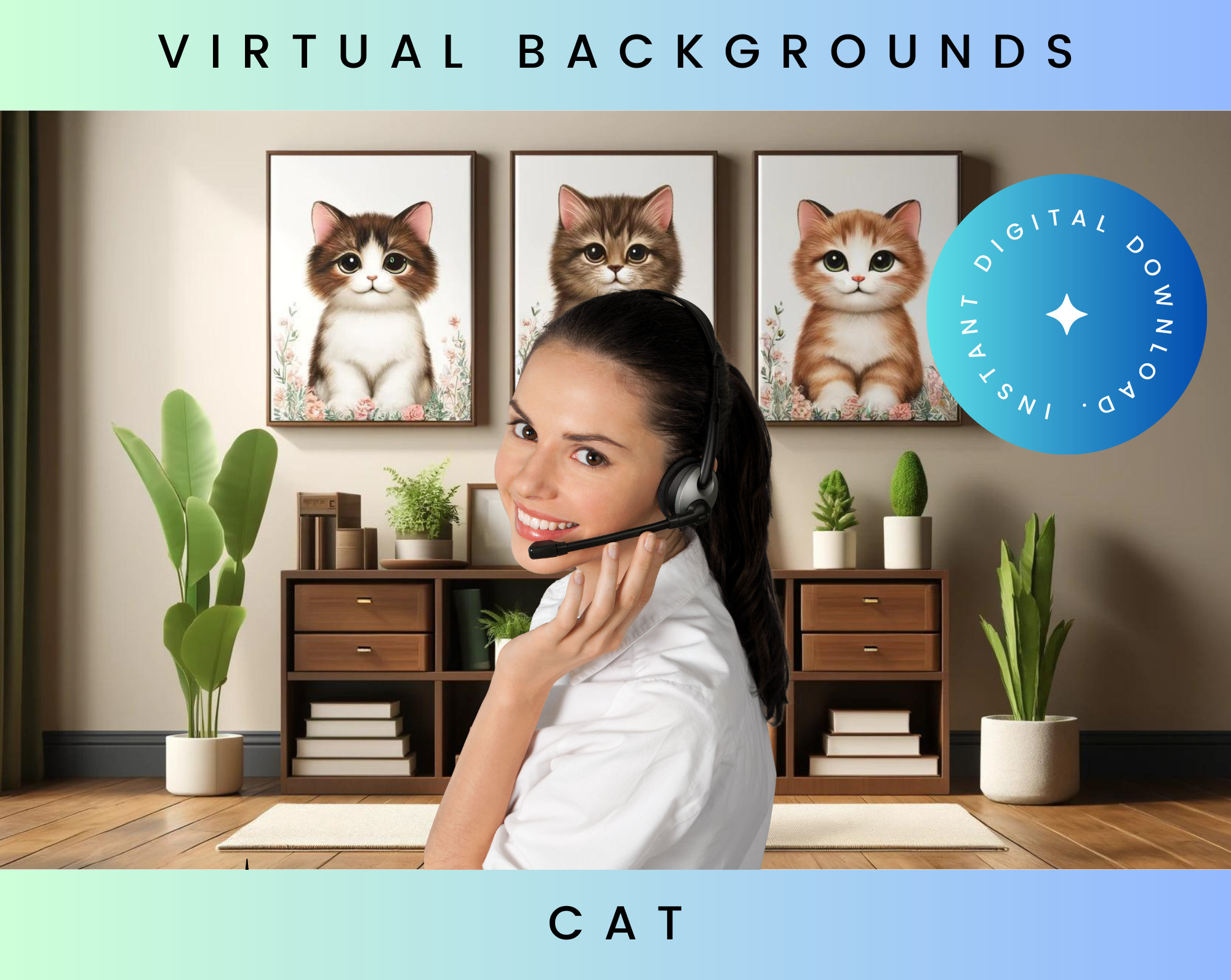 Cute Cat Zoom Backgrounds, Cat Decor, Zoom Background, Zoom Backgrounds ...