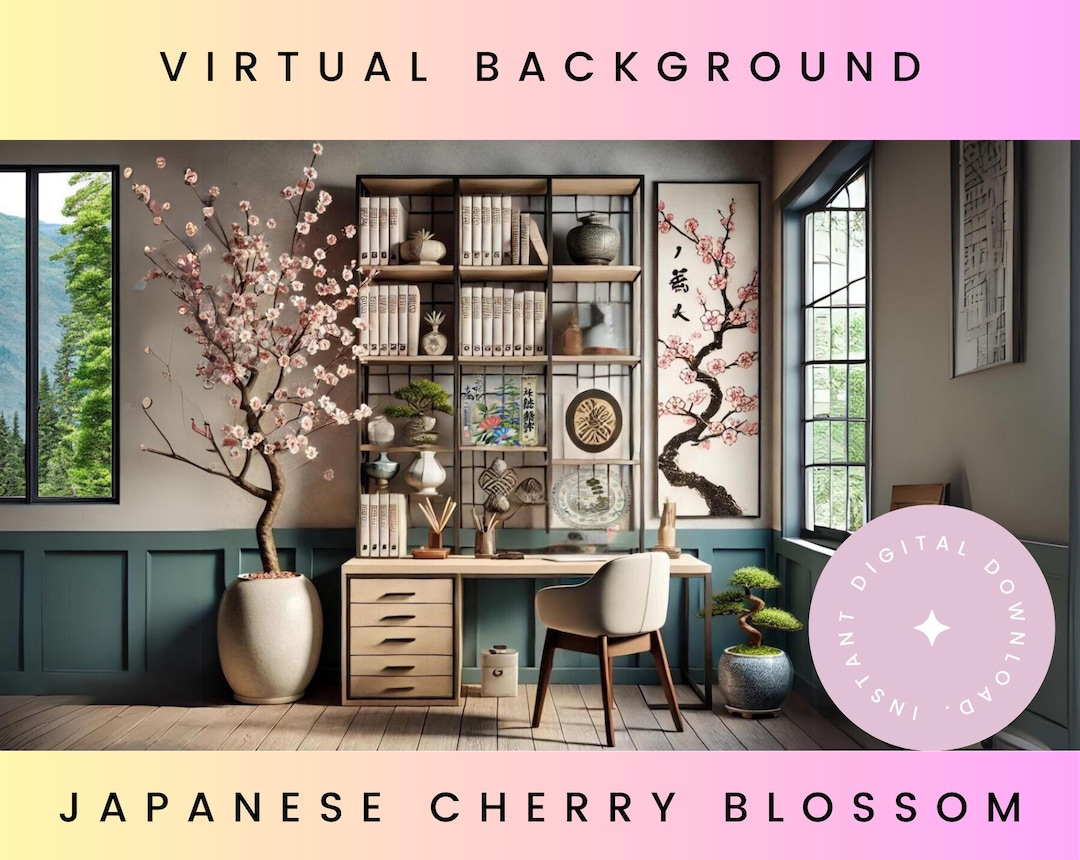 Japanese Cherry Blossom Zoom Backgrounds Home Office Virtual Meeting ...