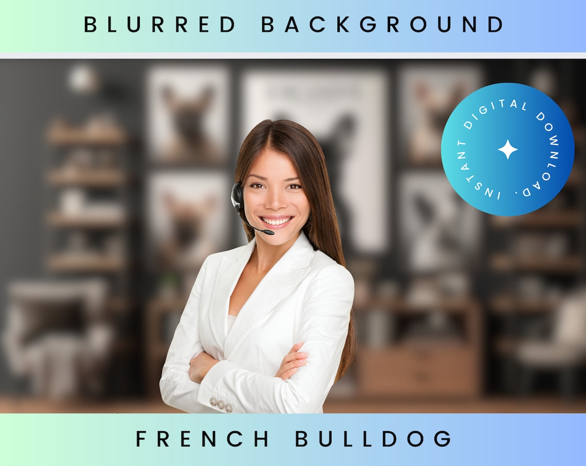 French Bulldog Zoom Backgrounds, Frenchie Wallpaper, Framed Art, Zoom ...