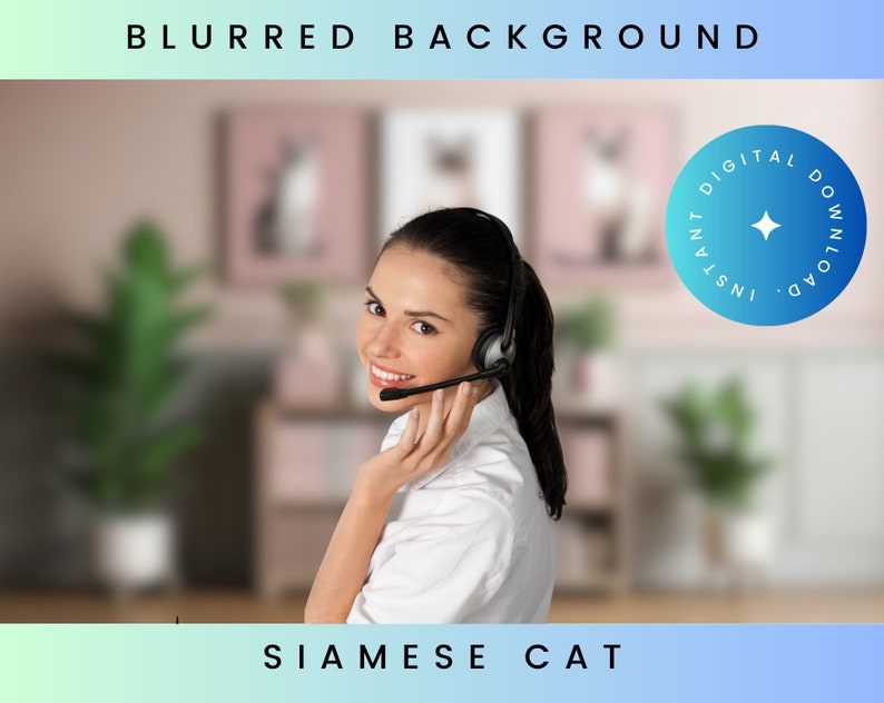 Siamese Cat Pink Zoom Backgrounds, Cat Decor, Zoom Background, Zoom ...