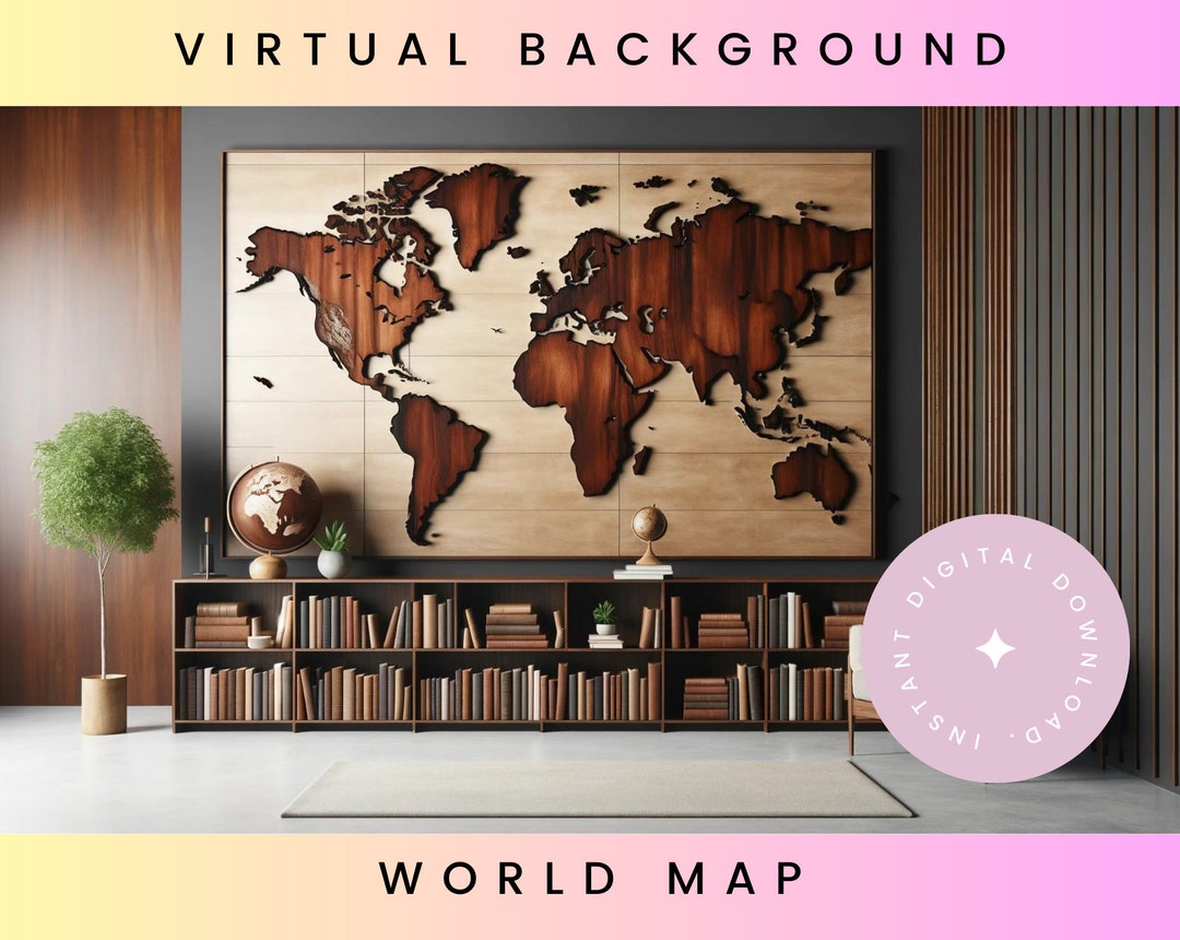 Wood World Map, Wooden World Map Zoom Backgrounds, Zoom Background ...