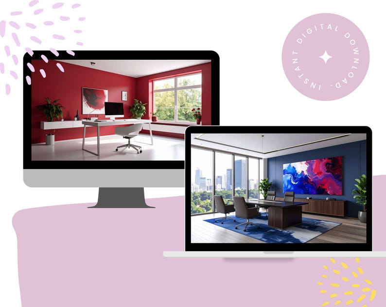 Cherry Coded Zoom Backgrounds | Bold Virtual Office Backdrops (4 JPG ...