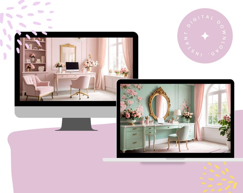 Rococo Revival Zoom Background Collection | 4 Pastel Office Backdrops ...