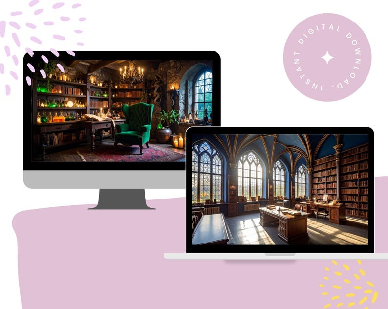 Hogwarts Zoom Backgrounds | Magical Study, Wizard Office (digital ...