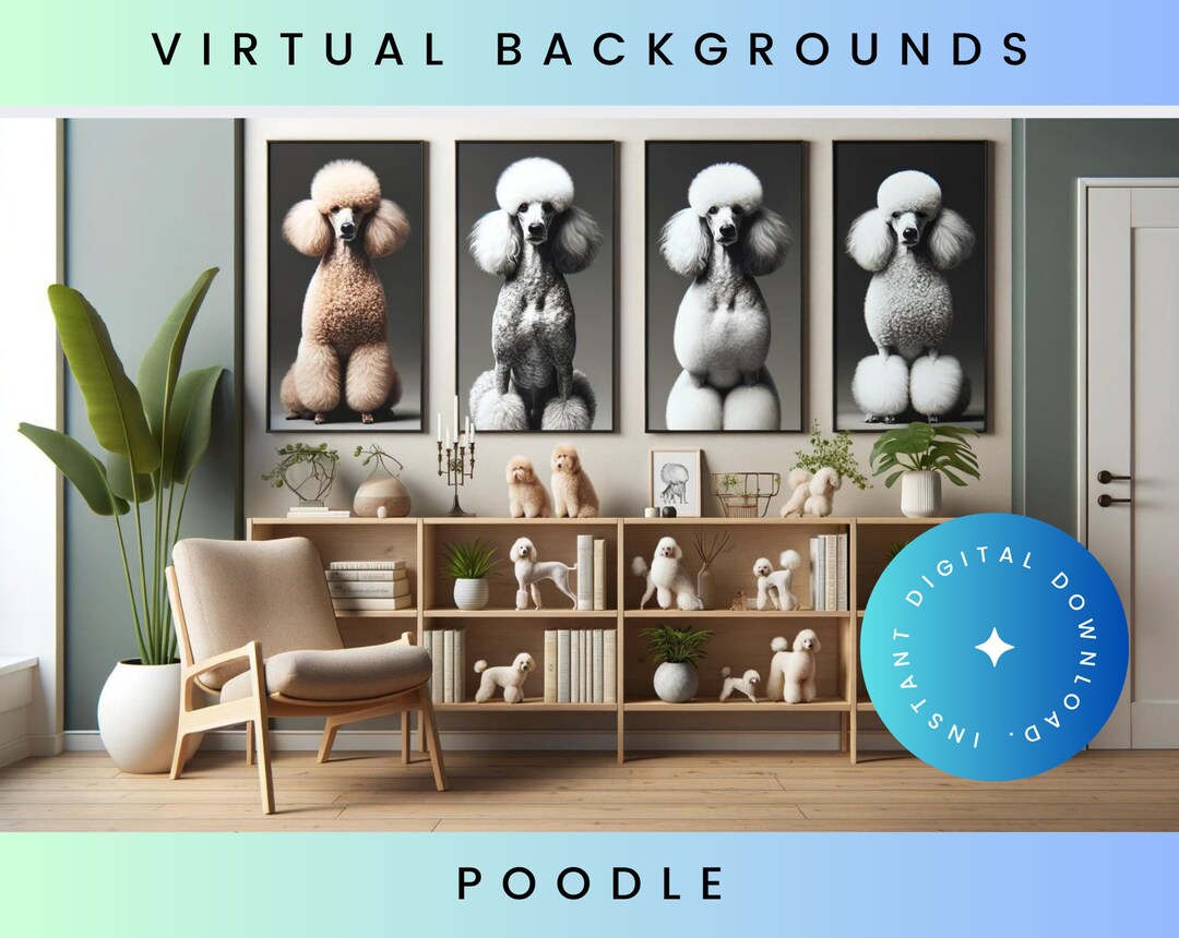 Poodle Zoom Backgrounds, Framed Art, Zoom Background, Zoom Backgrounds ...