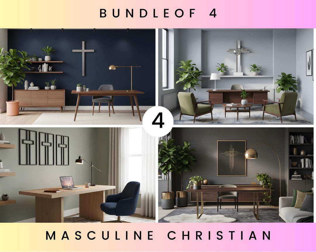 Masculine Christian Zoom Backgrounds | Modern Office Decor (4 PNG) - Etsy