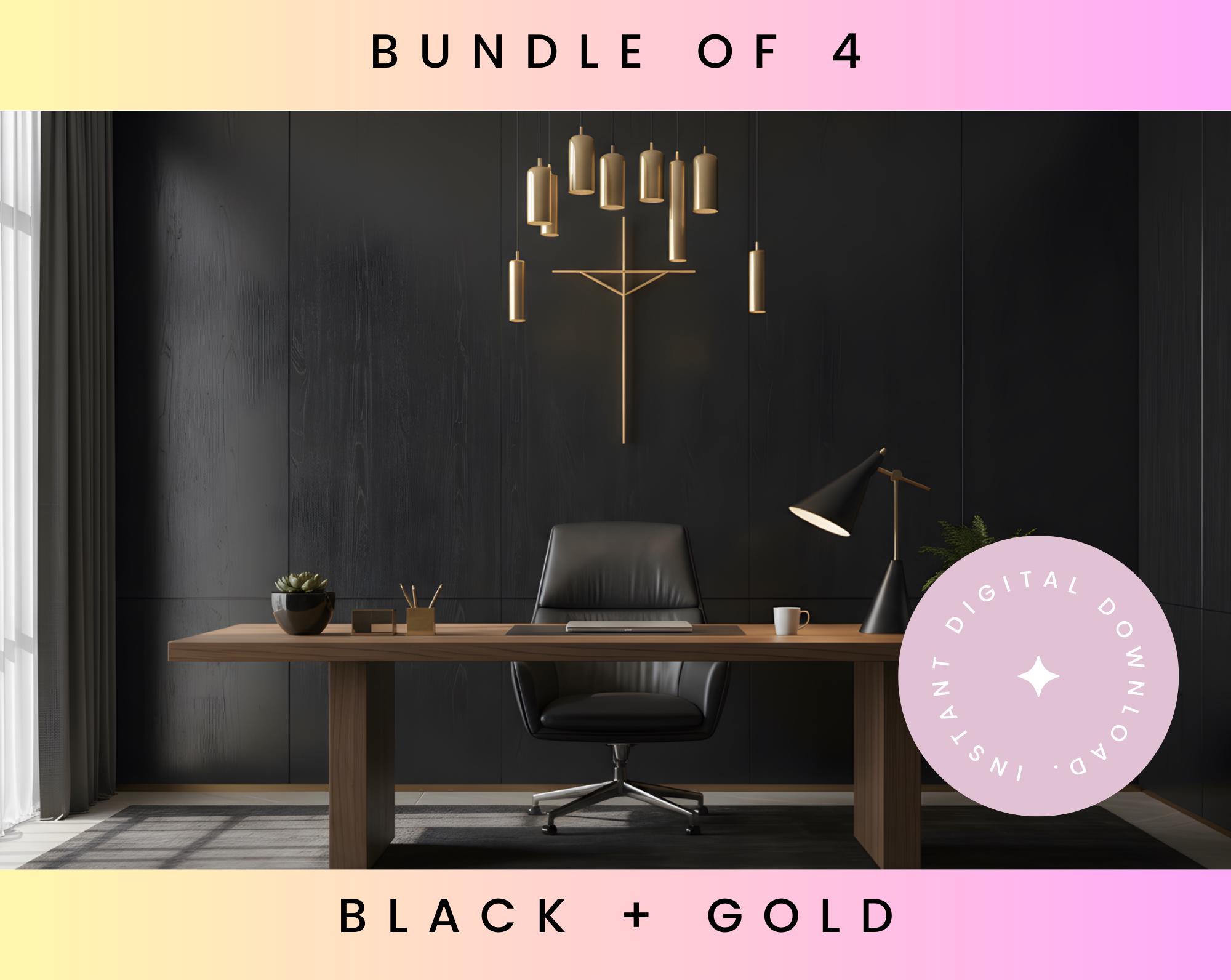 Black & Gold Christian Zoom Background | Glam Office Decor (PNG Digital ...