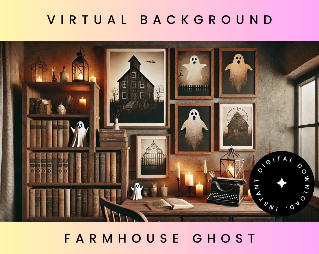 Farmhouse Ghost Halloween Farmhouse Zoom Backgrounds, Zoom Background ...