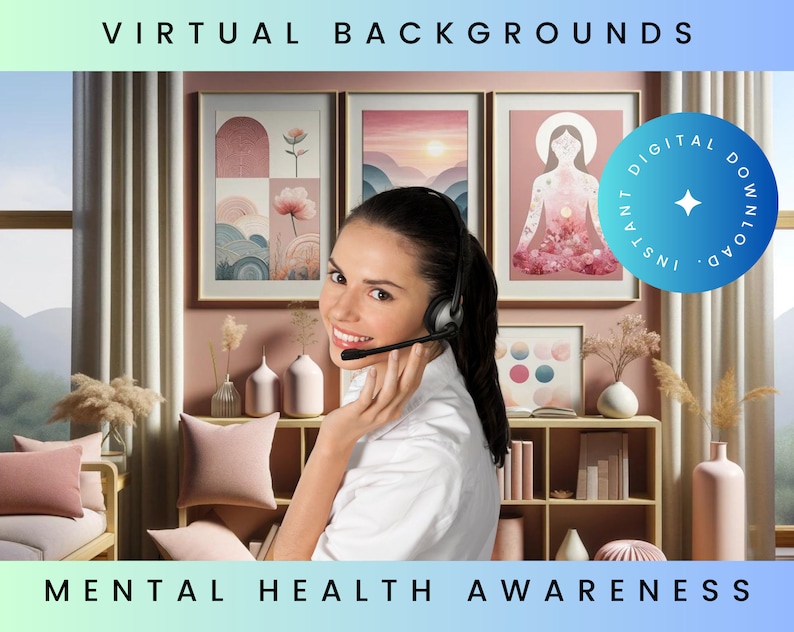 Pink Mental Health Awareness Zoom Background, Home Office - Etsy