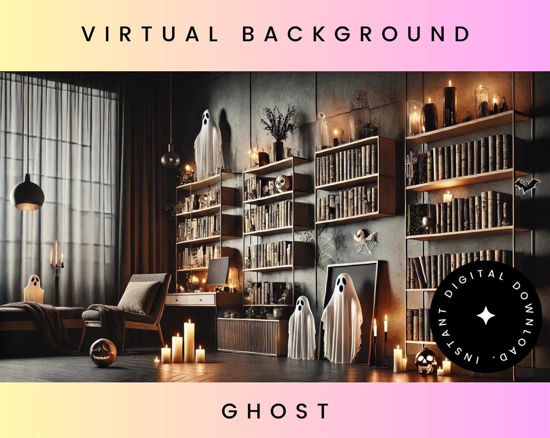 Ghost Halloween Farmhouse Zoom Backgrounds, Zoom Background Home Office ...