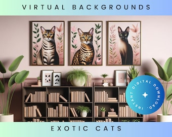 Exotic Cat Olive Green Zoom Backgrounds, Cat Decor, Zoom Background ...